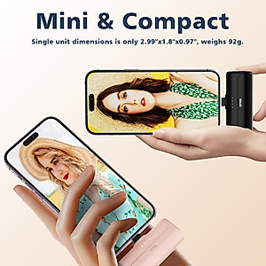 UPEB 2 Packs Portable Phone Charger iPhone 5000mAh with Built in Cable, MFi Certified Mini Power Bank Cordless External Battery Pack for All iPhone Series 14/13/12/11/XR/X/SE/8/7/6 Pro Max