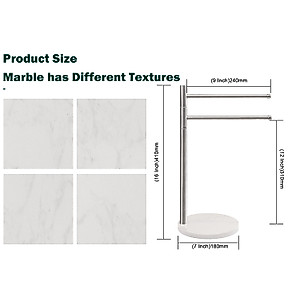 BathAce Hand Towel Holder, F-Shape Hand Towel Stand with Marble Base, Stainless Steel Swivel Stand Hand Towel Rack Free-Standing Towel Bar for Bathroom Kitchen Countertop, 2 Arms (Brushed Nickel)