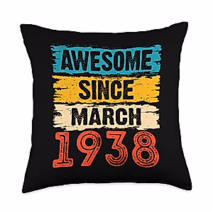 85 Year Old Awesome Since March 1938 85th Birthday Gifts Throw Pillow