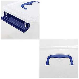 Jandson 3.5 Liter Clear Storage Bin, Latching Box Container with Blue Handle, 6 Packs