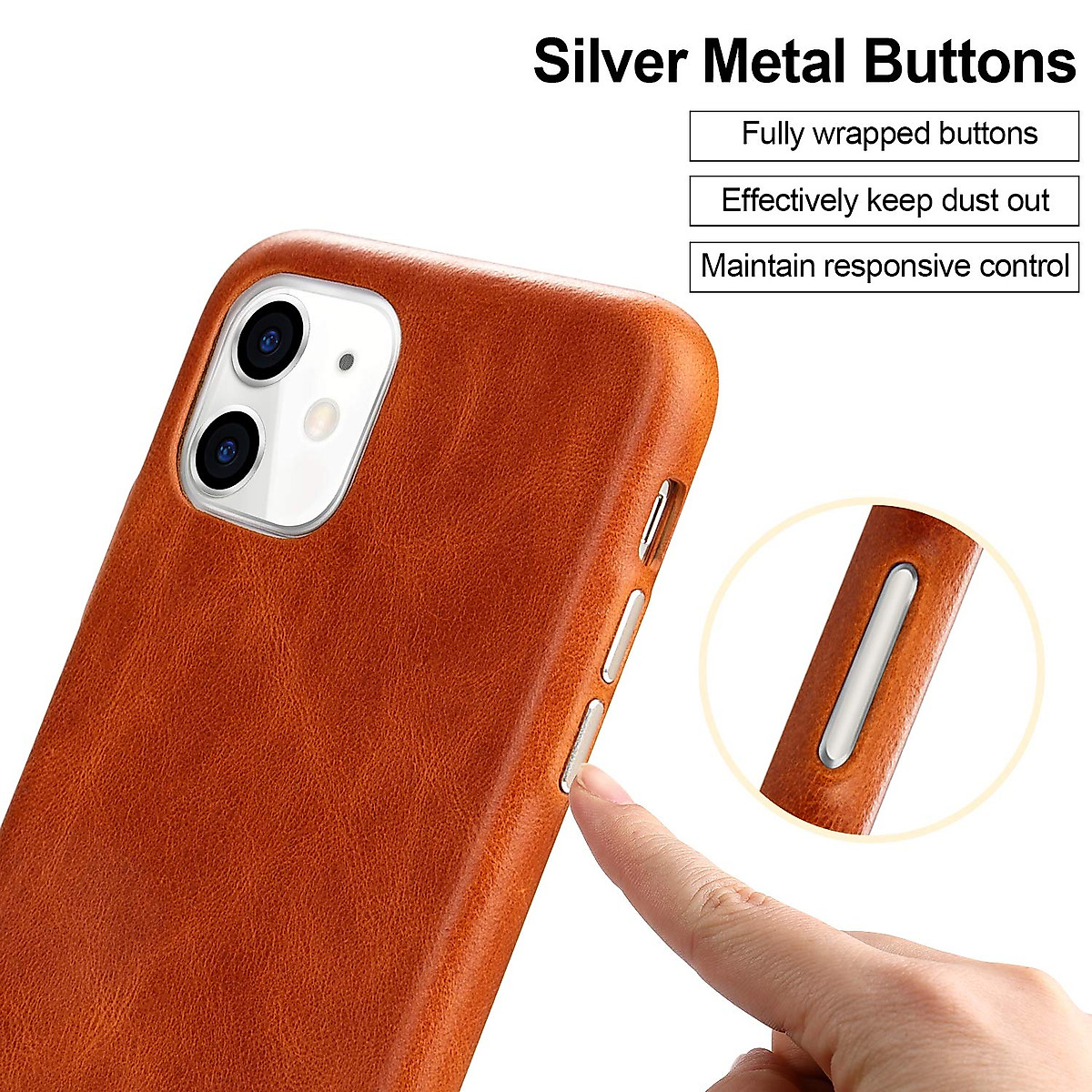 TOOVREN iPhone 11 Case iPhone 11 Leather Case Genuine Protective Ultra Thin Slim Shockproof Anti-Scratch Vintage Phone Case Hard Back Cover for Apple iPhone 11 6.1 inch 2019 Brown
