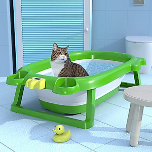 Multipurpose tub-pet tub- Foldable tub- Water Basin- Thermometer Equipped tub- Space Saving tub (Green)
