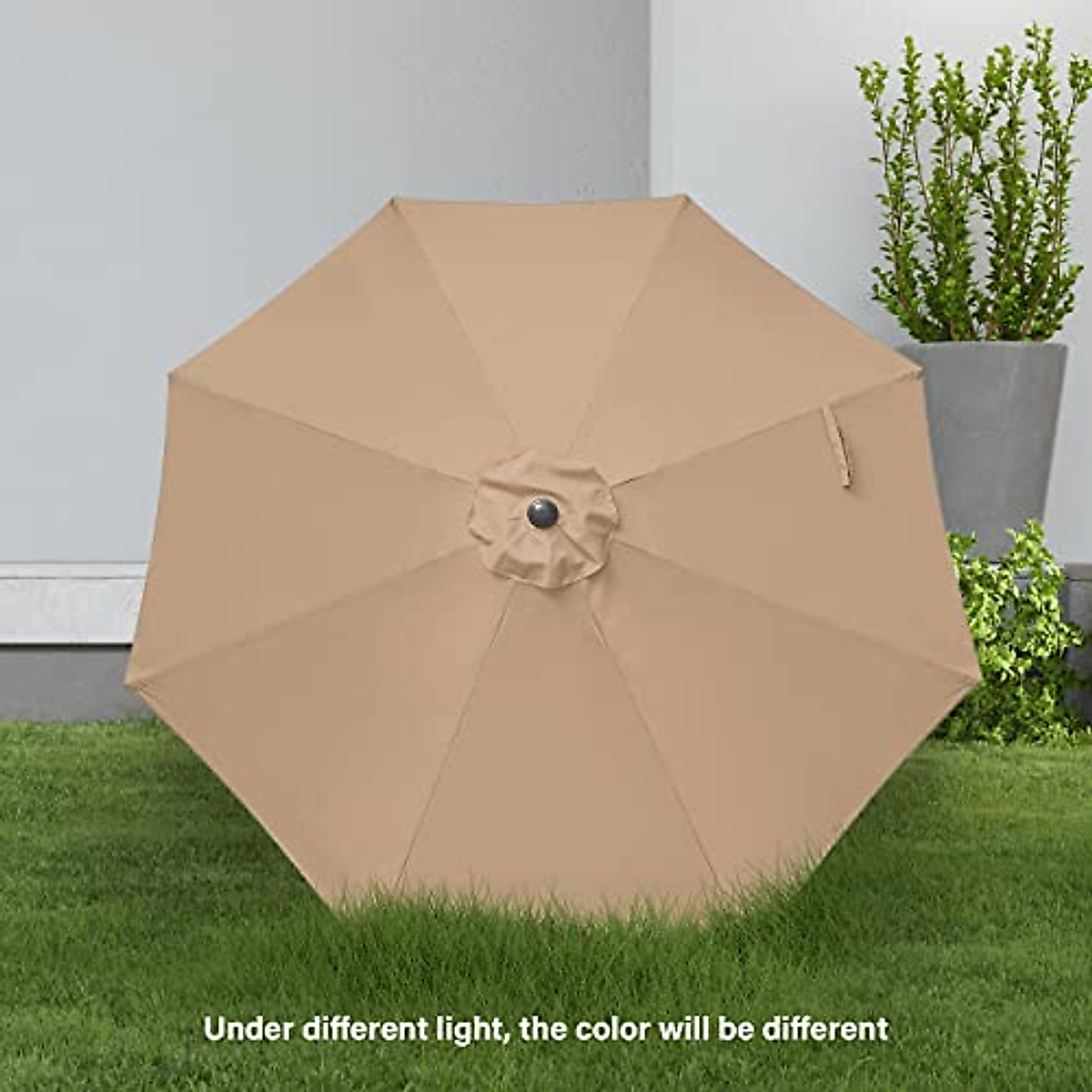 YSSOA 9' Patio Umbrella Outdoor Table Market Yard Umbrella with 8 Sturdy Ribs, Tan