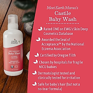 Earth Mama Simply Non-Scents Baby Wash Foaming Hand Soap, Organic Fragrance Free Body Wash, Unscented Body Wash, Castile Soap with Coconut Oil, Shea Butter, Calendula, & Aloe, 34floz