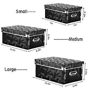 XUCHUN Foldable Storage Boxes with Lids 3 Pack Plastic Collapsible Storage Bins with Handles for Clothes, Cosmetic,Books