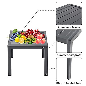 VARVIND Patio Chaise Lounge Chair Set of 3,Aluminum Outdoor Lounge Chair with Headrest,Sunbathing Lounger,Pool Tanning Chairs,Armrest Recliner Chiar with Side Table for Beach,Garden，Lawn(Grey)