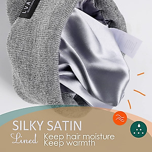 Lvaiz Kids Winter Satin Lined Beanie Hats Toddler Warm Cuffed Hat with Silky Lining Children Knitted Watch Hat Grey