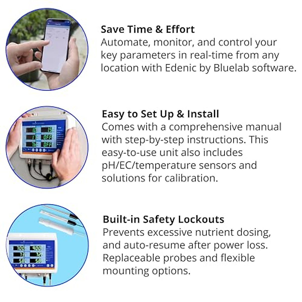 Bluelab CONTPRO Pro Controller for Fully Automated 24/7 Digital Monitor, Dosing, and Data Logging of Hydroponics Reservoir (Base Only, No Pump), includes pH, EC, and temperature probe