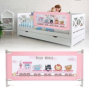 FITNATE Toddler Bed Rails, Guardian 39"-51" Extendable Bed Guard Rail for Toddlers, Side Bed Rails for Twin/Queen/King Size Bed, Pink