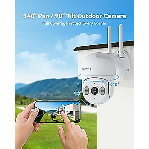 blurams 2K Security Camera Outdoor, 360° PTZ Cameras for Home Security Outside with Motion Detection Tracking, Color Night Vision, Two-Way Audio, IP66 Weatherproof, 2.4GHz Wi-Fi, Works with Alexa
