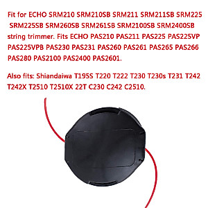 SRM 225 Trimmer Head for Echo Speed-Feed 400 Bump Trimmer Head Wear Cap Spool Cover and Trimmer Head Spring Replace SRM210 SRM210SB SRM211 SRM211SB SRM225SB SRM260SB String Trimmer (Updated)