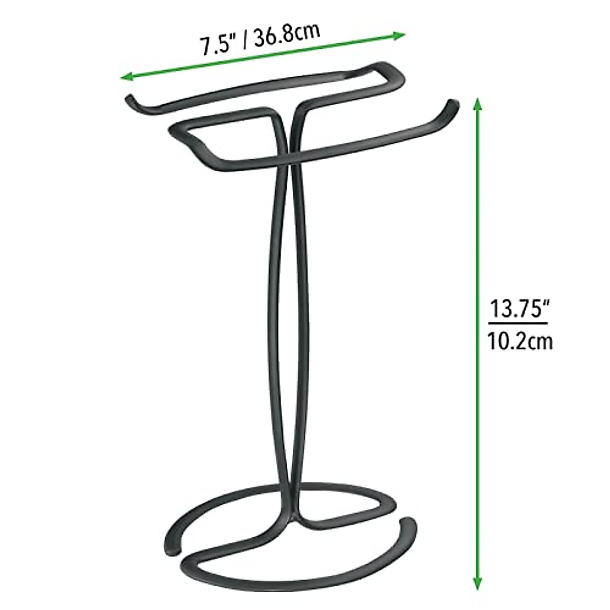 mDesign Metal Countertop Hand Towel Holder - Double-Sided Stand for Bathroom and Vanity Hand Towels and Small Guest Towels - Counter Towel Holder for Bathroom - Spira Collection, 2 Pack, Black