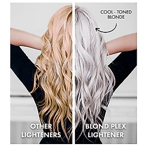 HAIR BAR NYC Blond Plex Extreme 10X Lightener + 30 Volume Anti-Yellow Violet Developer Kit - Black/Charcoal Dust-Free Hair Bleach with Keratin & Bond Building, Cool-Toned, Bright Finish Kit 60g/2.11oz