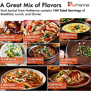 NuManna Family Pack Bucket 144 Servings Family Food Stockpile Emergency Preparedness Easy to Prepare Nutritious Meals Non-Gmo, No Added Preservatives Made In USA 25+ Year Shelf Life