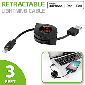 Retractable Lightning iPhone Cable, Charging Cord Compatible with Apple iPhone 14 Pro Max Plus Mini 13 12 11 Xs Xr X SE 8 7 6 5 iPad Pro Air Mini 6 iPod Touch, Nano (MFI Certified) (Lighting Black)