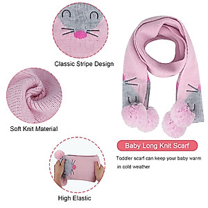 Hicdaw Toddler Winter Hat Scarf Gloves Set Baby Winter Hat Knit Beanie Hat Polar Fleece Warm Hat Cap for 1-4 Years Old Kid Boys Girls