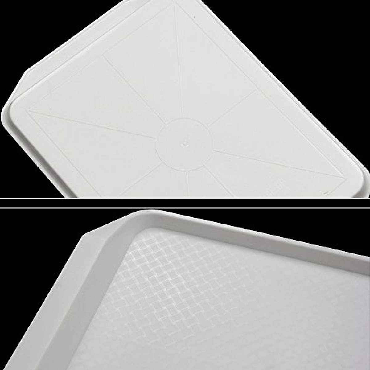 Lesbin White Plastic Fast Food Serving Trays, 16.9-Inch by 12-Inch, Set of 4