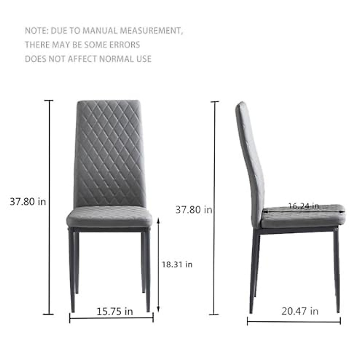 VOPES Light Gray Modern Minimalist Dining Chair Leather Sprayed Metal Pipe Conference Chair Set of 4