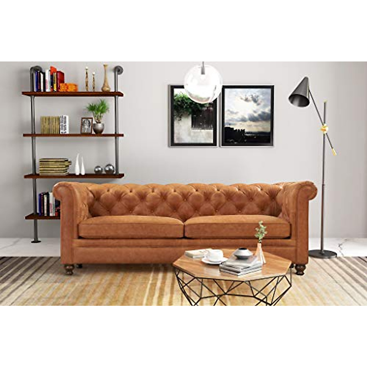 POLY & BARK Lyon Sofa in Full-Grain Pure-Aniline Italian Leather, Cognac Tan