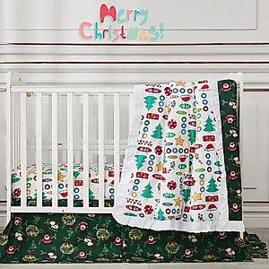 Brandream Christmas Crib Bedding Sets for Girl Boy Nursery Set 3 Pieces 100% Cotton Gender Neutral Baby Bedding | Crib Comforter, Fiited Crib Sheet, Dust Ruffle