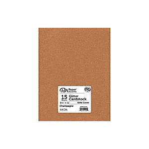 PA Paper Accents Glitter Cardstock 8.5" x 11" Champagne, 85lb colored cardstock paper for card making, scrapbooking, printing, quilling and crafts, 15 piece pack