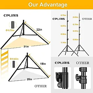 CPLIRIS Backdrop Stand, 8.5x10ft Ajustable Photo Backdrop Stand for Parties, Background Support System for Events with Spring Clamps, Backdrop Clips, Sandbag and Carry Bag