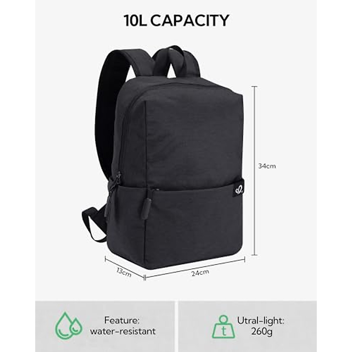 WATERFLY Mini Basic Lightweight Backpack: Simple Solid Color Lightweight Casual Everyday Backpack Small Basic Ultralight Travel Daypack For Woman Man Adult