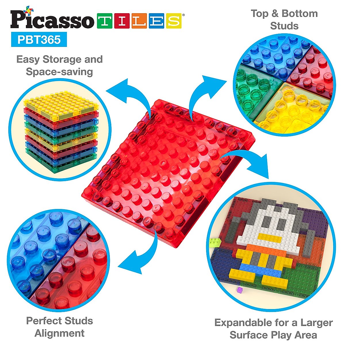 PicassoTiles 316 PCs Activity Table with Magnetic Tiles and Building Brick Blocks, Playset Table with Magnetic Action Figures & Storage Included, Can be Use as Water & Sand Tables STEM Toys Ages 3+