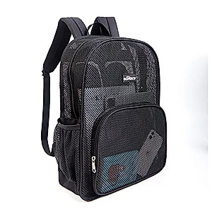 Edraco Heavy Duty Mesh Backpack, Mesh Backpack for School, Sport, Travel, Beach, Semi-transparent Mesh Bag with Padded Straps