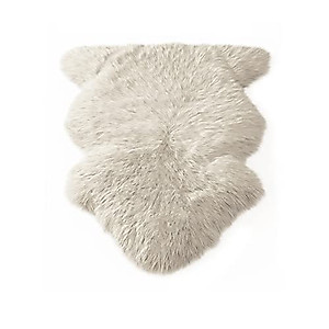 Sheepskin Natural Fluffy Real Sheep Skin Fur Rug 2 x 3 White Single Pelt Nursery Bedroom Area Rug (24Inch x 36Inch, 60.96cm x 91.44cm)
