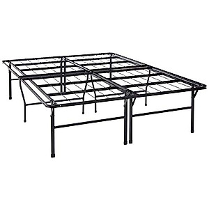 Best Price Mattress 18 Inch Metal Platform Beds w/Heavy Duty Steel Slat Mattress Foundation (No Box Spring Needed), Queen, Black