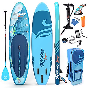 SereneLife Inflatable Stand Up Paddle Board (6 Inches Thick) Bundle with Premium Accessories