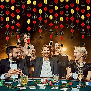 6 Pcs 46.3 Feet Casino Party Decorations Casino Party Hanging Paper Garlands Las Vegas Theme Poker Card Garlands Casino Night Banner Garland Party Photo Booth Backdrops Props(Cute Style)