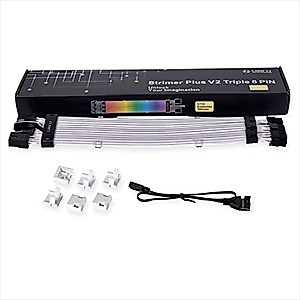 Lian Li Strimer Plus V2 Triple 8 Pin (PW12-PV2) -Addressable RGB VGA Power Cable (No Controller Included) -for Triple 8 PIN GPU Connector For Personal Computer, PW12-PV2 Black