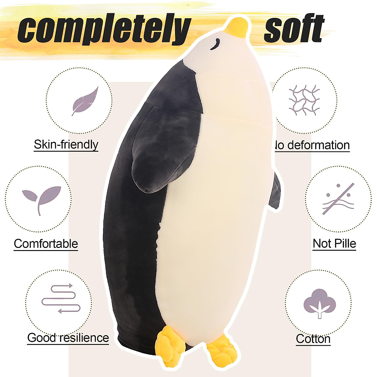 DENTRUN Penguin Stuffed Animals Bulk, Cute Penguin Plush Doll Play Toys for Kids Girls Boys Adults Birthday Xmas Halloween Present Adorable Soft Plushies, 12.20/18.11/22.44/25.98 Inchs, Blue, Black