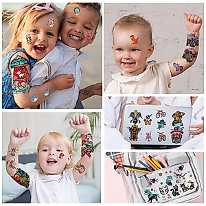 52 PCS Kids Full Arm Temporary Tattoo, Fake Tattoos for Kids, Rocket Car Dinosaur Planet Astronaut Tattoo for Boy, Dolphin Castle Cat Body Arm Tattoos Stickers for Girl, Party Supplies Gifts for Kids
