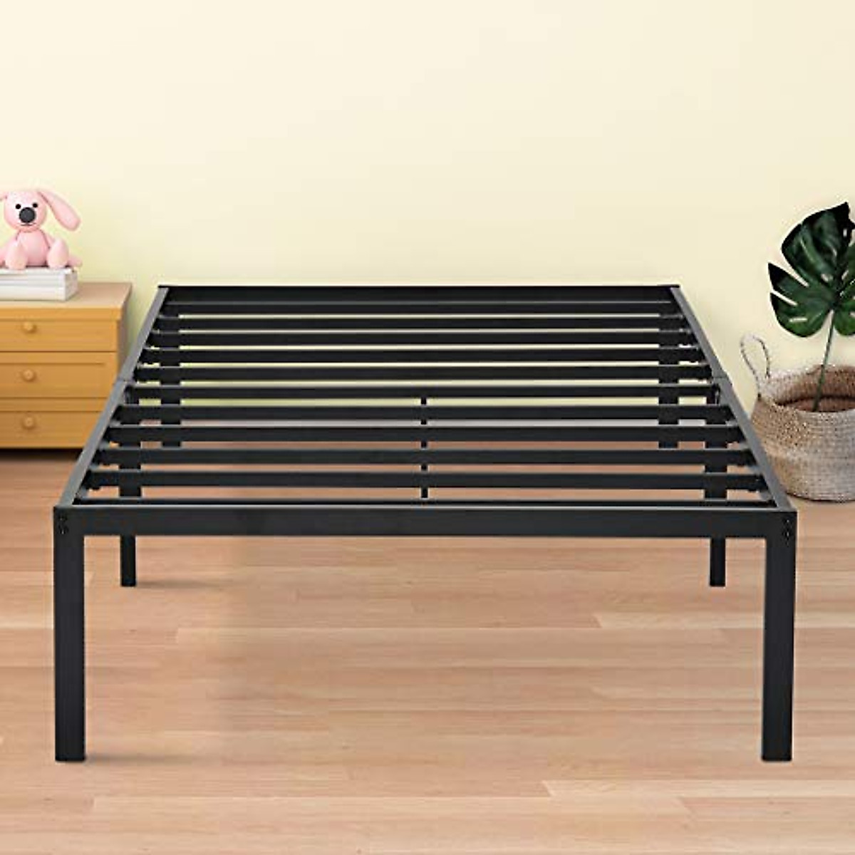 Olee Sleep 14 inch Metal Platform, Twin, Black, Anti Slip, Sturdy Construction & 6 inch Ventilated Multi Layered Memory Foam Mattress