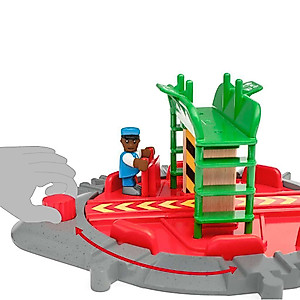 BRIO World 33476 - Turntable & Figure | 2 Piece Wooden Toy Train Accessory for Kids | Multiple Track Connection Points | Spacious Turntable | Poseable Train Engineer Figure | Ages 3 and Up