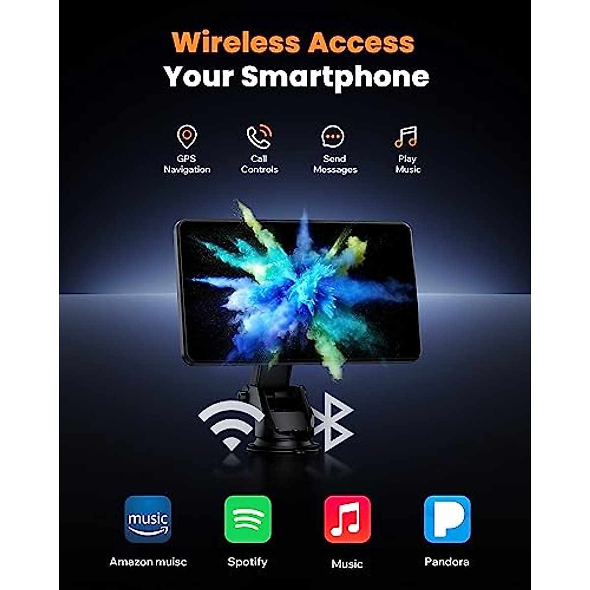 LAMTTO 7" HD Wireless Car Stereo with Apple Carplay & Backup Camera, Portable Touchscreen Android Auto Adapter with GPS Navigation System,Multimedia Player Video Receivers with Bluetooth,Airplay