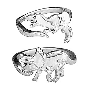 COLORFUL BLING Dinosaur Rings Tyrannosaurus Triceratops Adjustable Rings Knuckle Band Jewelry for Him Her Personalized Jurassic Era Animal Jewelry-Stegosaurus