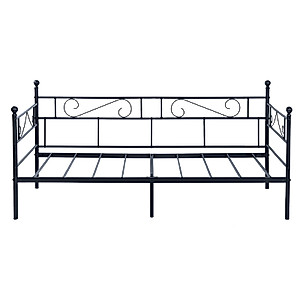 Liink1Ga Metal Daybed Frame Twin Size with Headboard,Square Stable Steel Slats,Mattress Platform Bed Sofa for Living Room Guest Room,Black