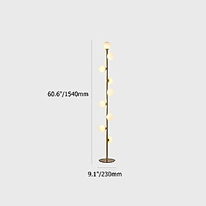 JiuZhuo Mid-Century Floor Lamps Modern 62'' LED Gold 9-Light Tree Floor Lamp with White Glass Globe for Living Room