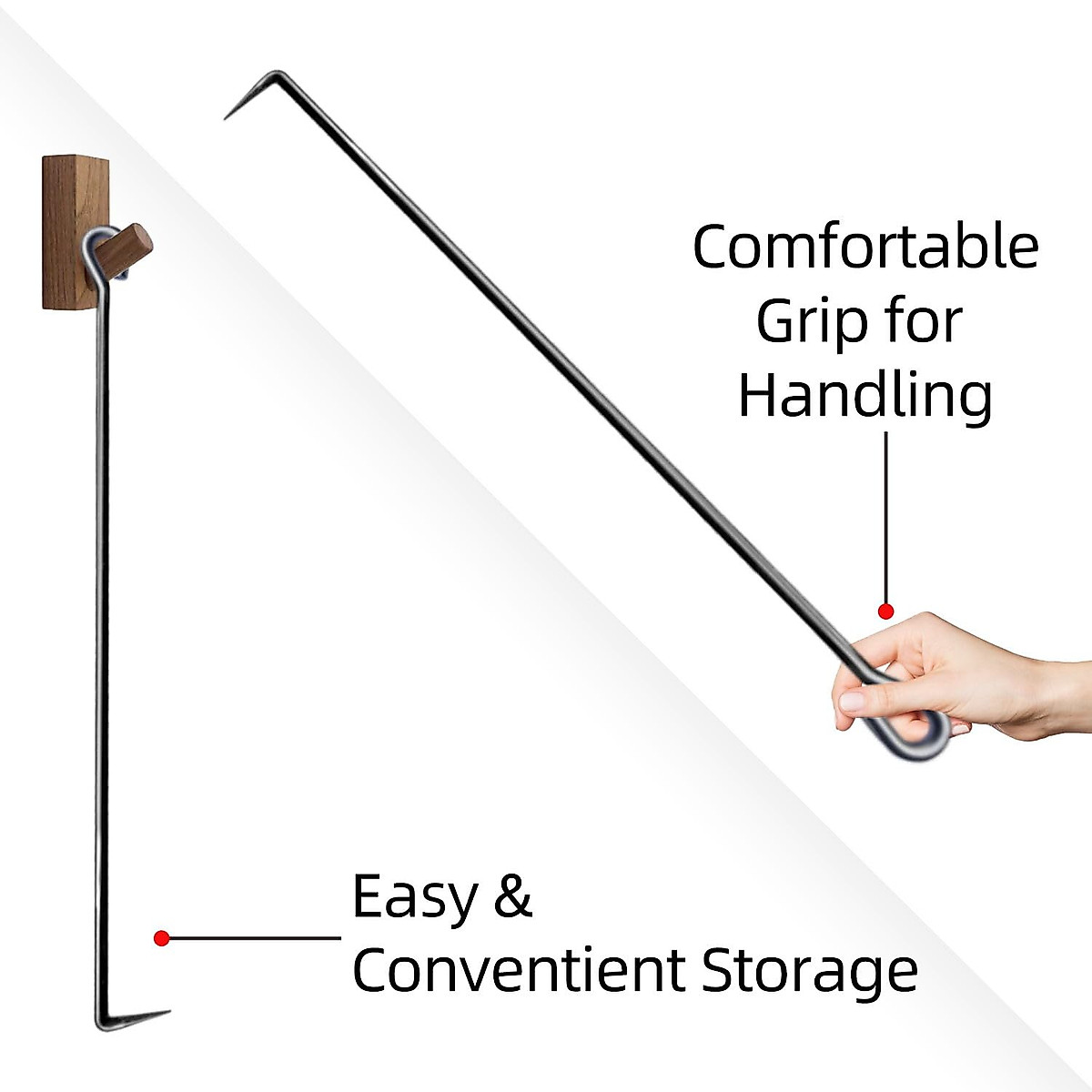 Fire Poker for Fire Pit, 33.5 Inch Extra Long, Black Powder Coated, Rust Resistant Fireplace Poker for Fireplace, Camping, Wood Stove, Indoor, Outdoor Fire Pits & Camping Accessories