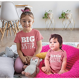 Unordinary Toddler Big Sister Little Sister Matching Outfits Shirt Gifts Girls Newborn Baby Set (Mauve, Kid (3Y) / Baby (1-3M))