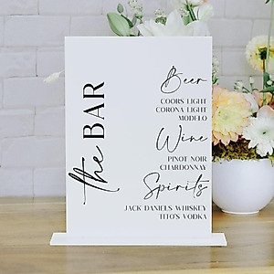 JINMURY 8x10 Inch White Acrylic Sign with Stand | 5 Pack Blank Acrylic Table Signs and Base for DIY Wedding Table Numbers, Wedding Signage, Events& Parties