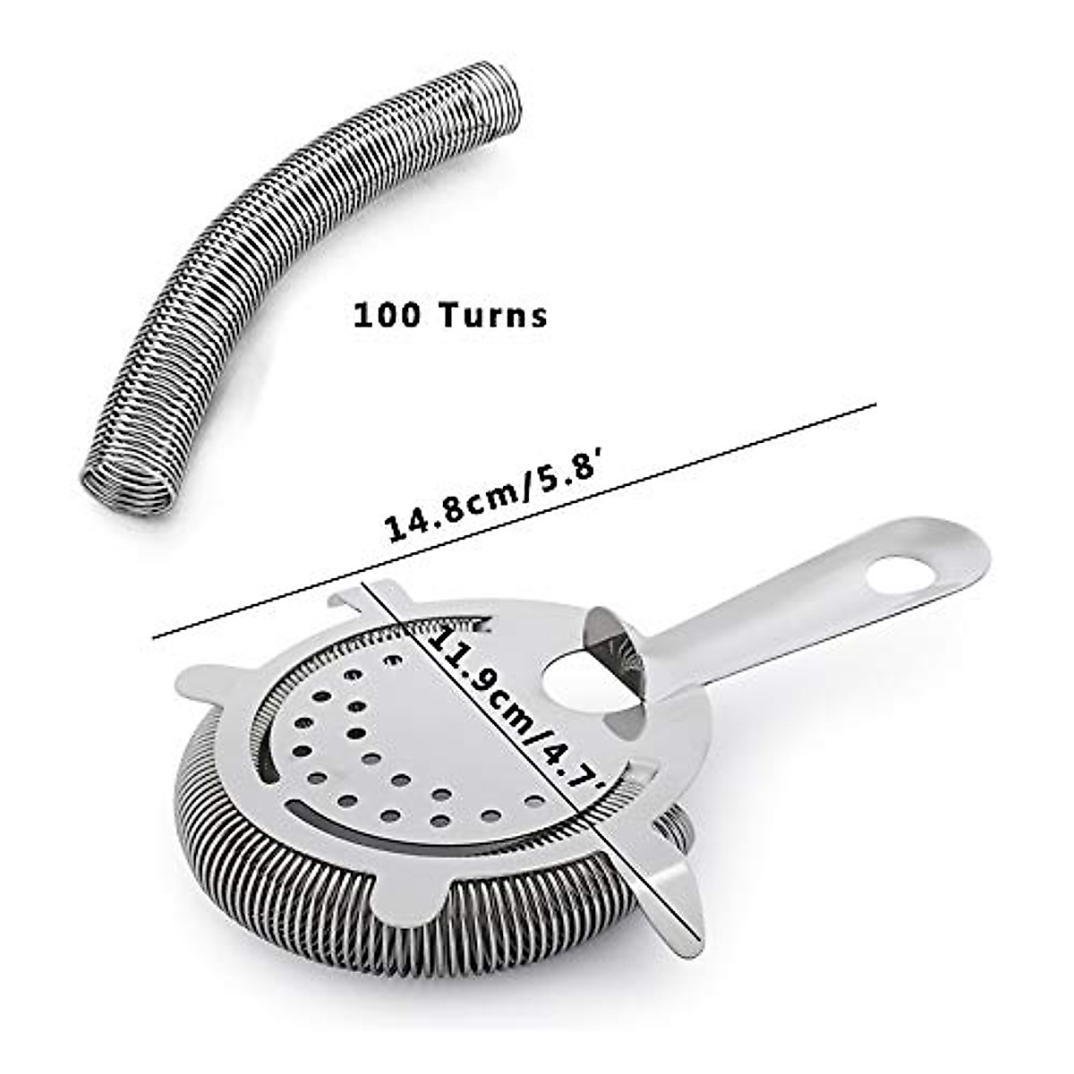Sky Fish Hawthorne Cocktail Strainer Stainless Steel Bar Strainer Professional 4 Prong Strainer with 100 Wire Spring