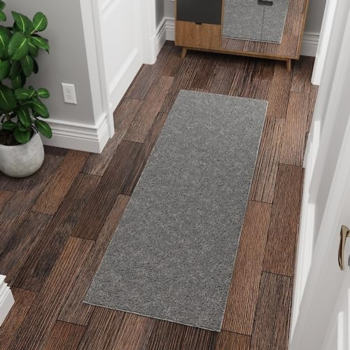 Ottomanson Luxury Collection Indoor Solid Design Rubber Back 2x6 Soft Pile Shag Rug for Hallway, Entryway, Kitchen, Living Room, Bedroom, Bathroom, Runner-2' x 6', Dark Gray