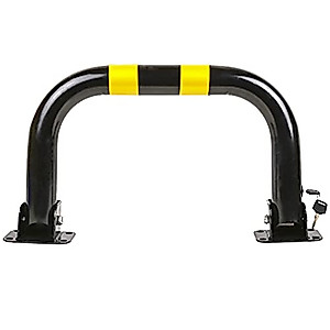 CAIMIAO Car Parking Space Lock Bollard U Shape Foldable Driveway Bollard Post Pole Garage Security Posts Upper Lock with Reflective Tape (Color : Black, Size : 33x80cm)