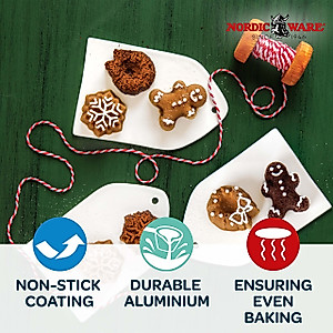 Nordic Ware Holiday Mini Loaves Pan & 93748 Holiday Teacakes Cast Cakelet Pan, 3 Cup Capacity, Silver
