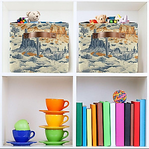 WELLDAY 1PCS Storage Basket Western Desert Large Foldable Storage Bin Cube Collapsible Organizer
